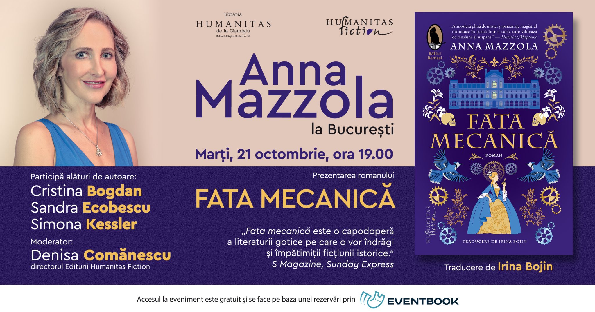 Anna Mazzola la București. Prezentarea bestsellerului „Fata mecanică ...